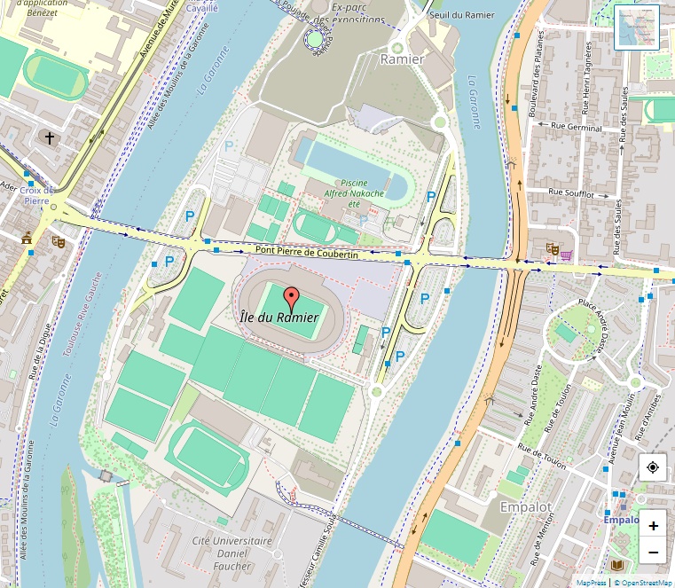Plan du Stadium de Toulouse - Carte de Toulouse